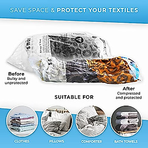 figg Vacuum Compression Storage Bags - XXL (39.37 x 31.49 in) 6 Pack - Leakproof, Carbon neutral and reusable - Vacuum seal bags for Clothes, Pillows, Towel, Blanket and much more