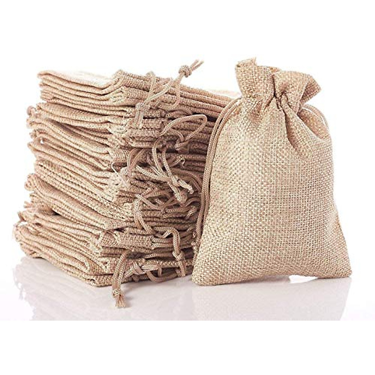 handrong 100pcs Burlap Gift Bag Burlap Bags with Drawstring Jewelry Pouch Jute Hessian Sack Packing Storage Linen bags for Wedding Party Birthday Holiday Treat DIY Art Craft Christmas Favor