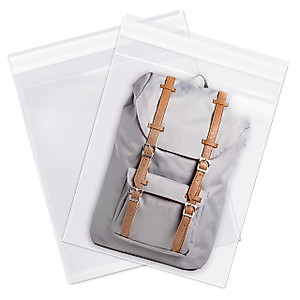 Spartan Industrial - 14" X 20" (200 Count) Crystal Clear Resealable Cello Poly Bags for Packaging, Clothing & T Shirts - Self Seal & Reinforced