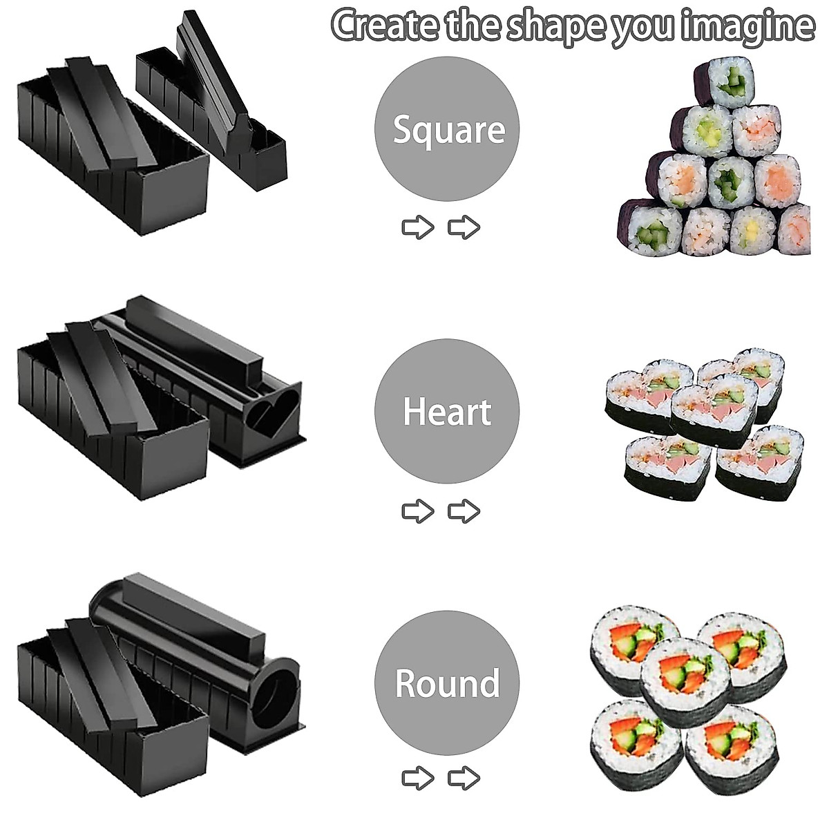 ELEDUCTMON Sushi Making Kit for Beginners - Original Sushi Maker Deluxe Exclusive Online Video Tutorials Complete with Sushi Knife 11 Piece DIY Sushi Set - Easy and Fun - Sushi Rolls - Maki Rolls