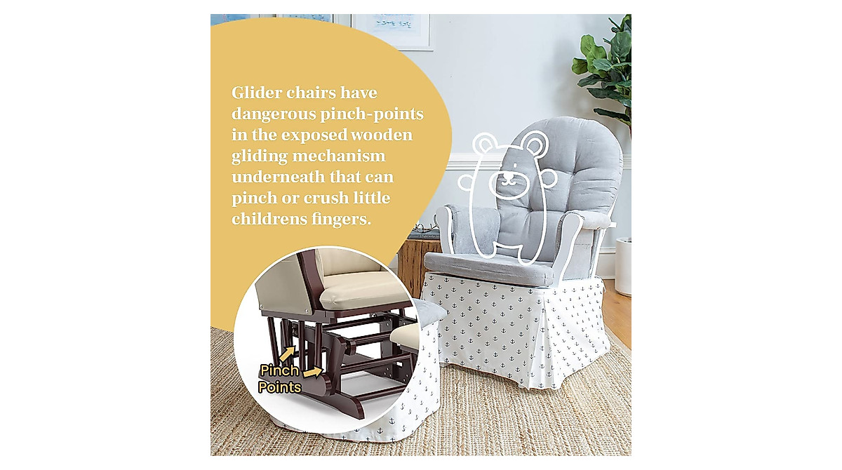 Glider Skirt, Universal Fit Safety Skirt for Glider Chair and Ottoman for Nursery, Baby Proofing ...