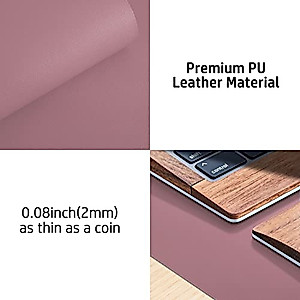 Leather Desk Pad Protector,Mouse Pad,Office Desk Mat,31.5" x 15.7" Non-Slip PU Leather Desk Blotter,Laptop Desk Pad,Waterproof Desk Writing Pad for Office and Home (31.5" x 15.7", Dark Pink)