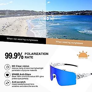 FMY Polarized Cycling Glasses Sports Sunglasses,UV400 Protection Eyewear Baseball Running Fishing for Men Women Youth