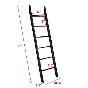 VASGOR 68" Blanket Ladder Wooden Decorative, Wall Leaning Blanket Holder Rack (Black)