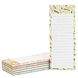 Juvale Floral Magnetic Fridge Notepad with 60 Lined Sheets, 6 Pack Featuring 6 Unique Designs, 9 x 23 cm