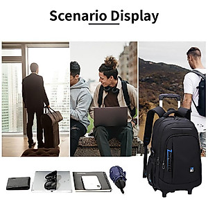 VIDOSCLA Elementary Trolley Backpack Senior High School Rolling Carry-on Luggage Book Bag with Wheels for Teens