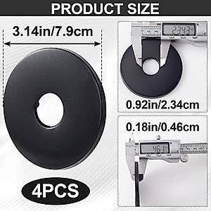 Isslly 4 Pack Large Shower Arm Flange, 3.15 inch Round Replacement Escutcheon Plate, Stainless Steel Shower Pipe Cover Plate for Shower Head Arms (Inner Dia: 0.92 in) - Black