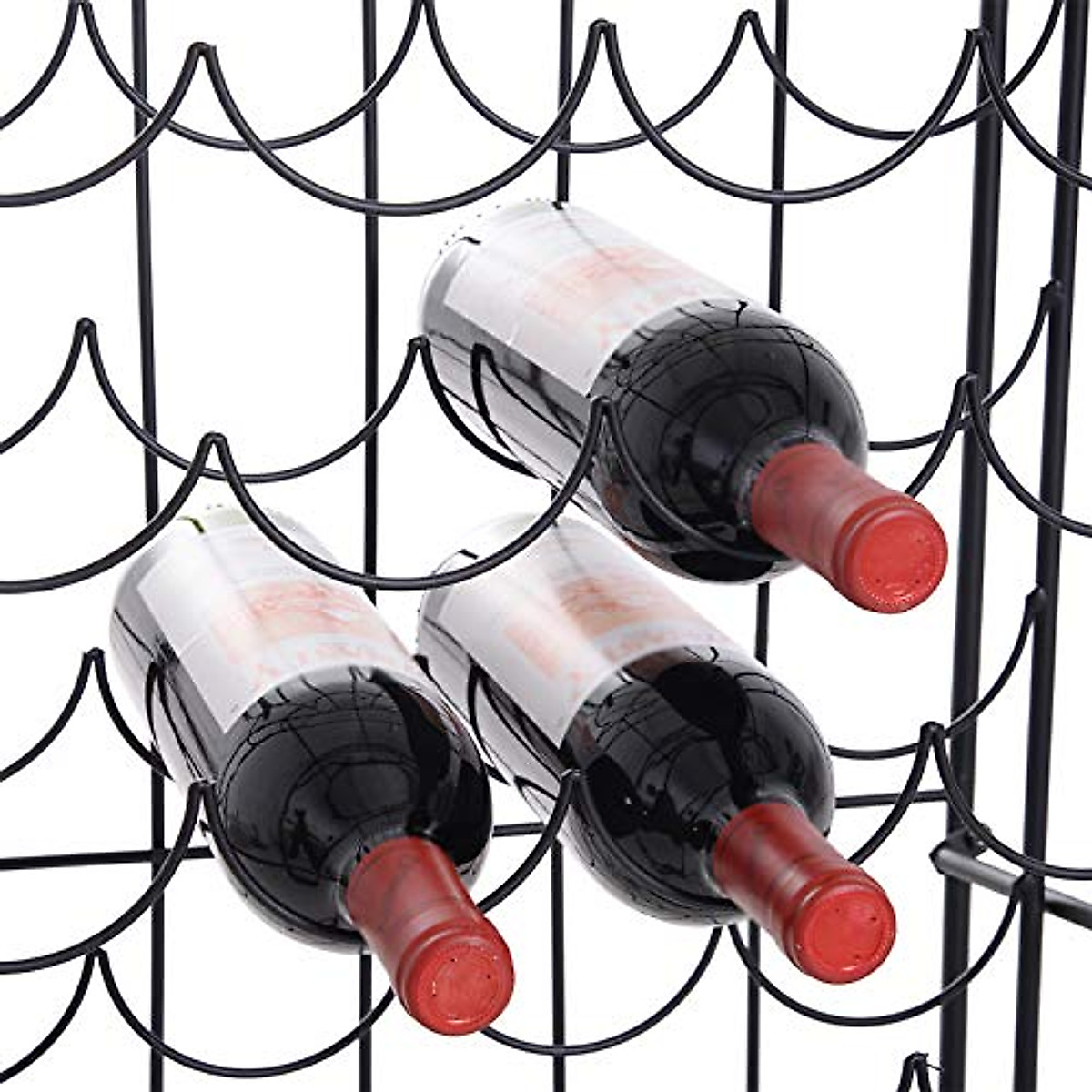 HOMCOM 35 Bottle Wrought Iron Wine Rack Jail with Lock - Black