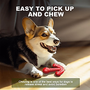 GFECMX Dog Toys for Small Dogs - Indestructible Dog Toy, Puppy Chew Toys for Teething - for Boredom,Dog Enrichment Toys,Puppy Toys to Keep Them Busy,Chew Toys for Aggressive Chewers,Medium,Bacon,Red