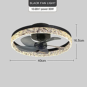 KINDLOV Modern Indoor Flush Mount Ceiling Fan with Lights,Dimmable Low Profile Ceiling Fans with Remote Control,Smart 3 Light Color Change and 6 Speeds for Bedroom Living Room Kitchen, Black