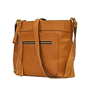 Lady Conceal Concealed Carry Delaney Distressed Leather Crossbody (Distressed Mahogany)