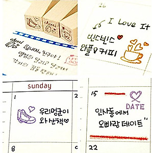 Diary Stamp Set,Wooden Rubber Signet for Children DIY Scrapbooking Planner Card Making(25pcs,Love Heart)