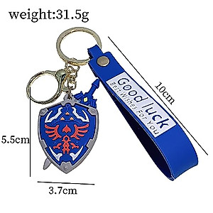 Zelda Gaming Collectible PVC Keychain - Link Zelda Skyward Shield Keyring with Metal Clasp (Shield)