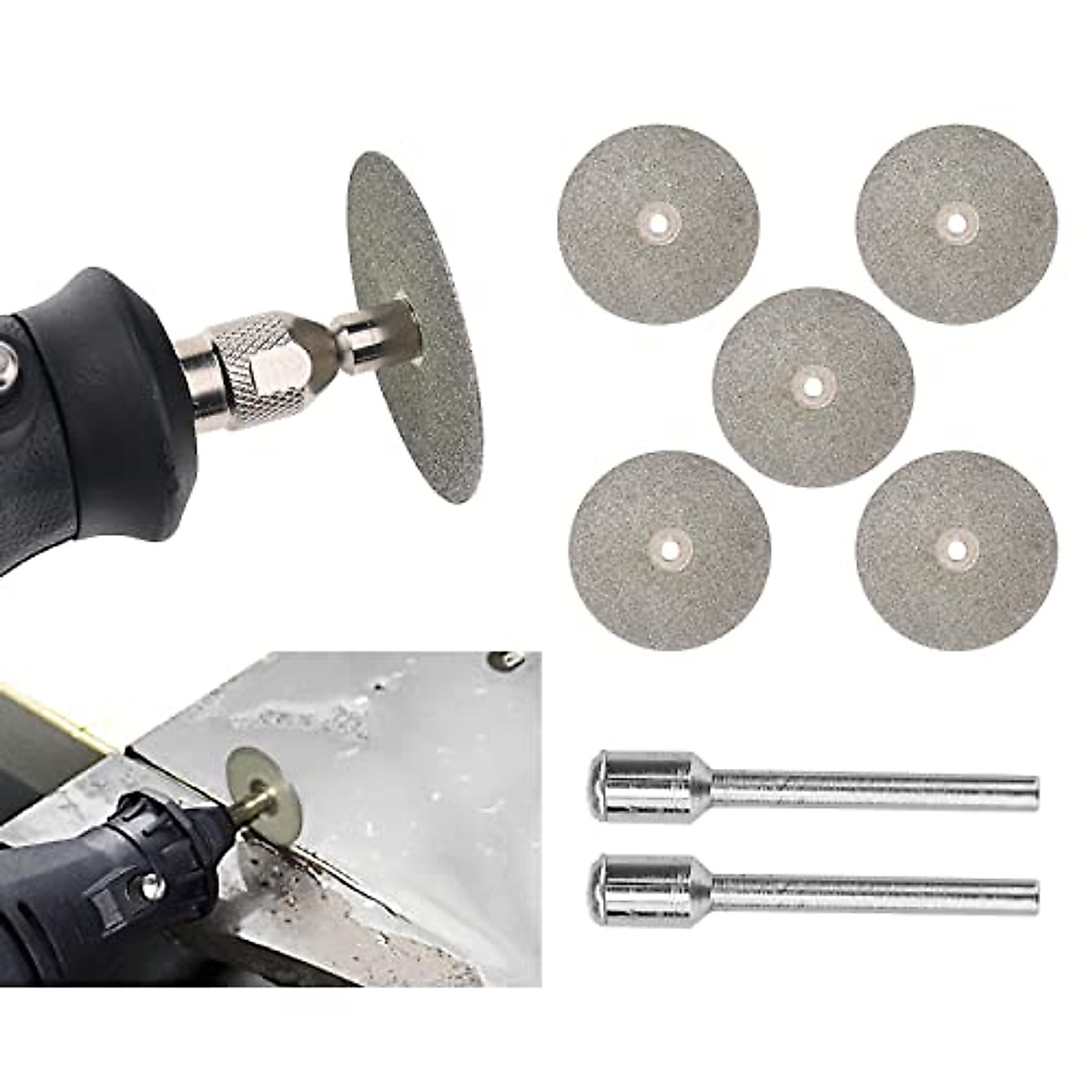 Cutting Wheels Cutting Discs 5X 35mm for Tungsten Electrode Sharpener Tig Welding Full Sand Diamond Wheels Compatible with Dremel Rotary Tools w/ 2X 35mm CNC Connecting Rods