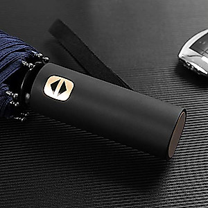 JOURNOW Windproof Travel 10 Ribs Umbrella with 210T Heavy Coating (Navy Blue)