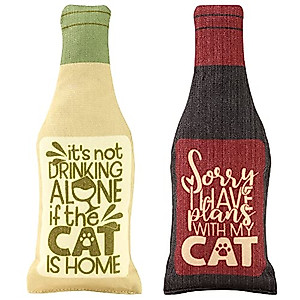 Wine Bottle Catnip Toys for Cats and Kittens Plush Wine Bottle - Funny Cat Toy Moscato and CATbernet - Cat Nip Toy for Wine Drinking Cat Moms and Dads