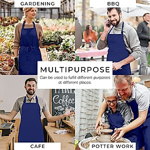 RAJRANG BRINGING RAJASTHAN TO YOU Chef Apron for Women Men with Pockets Cotton Kitchen Cooking Full Length Plain Aprons Sodalite Blue 35x27 Inches