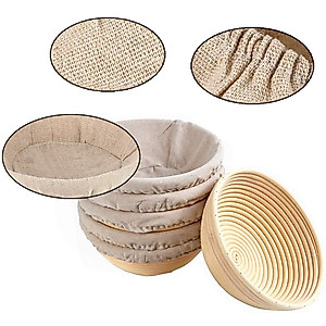 JZSMY 8Pack 8inch Round Sourdough Banneton Proofing Basket Covers, Natural Rattan, Cotton, 8 Pieces