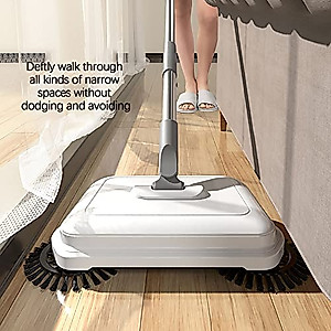 All-in-one Hand Push Sweeper Floor Soft Sweep Dustpan Set Household Home Sweeping Mopping Machine Vacuum Cleaner Adjustable Mop Brush Vacuum Cleaner 40in,1Pcs