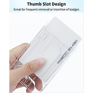 Pawfly Vertical 2-Card Badge Holder with Thumb Slot Hard Transparent PC Case Protector for Office School IDs Credit Cards Driver’s Licenses and Passes, 2 Pack