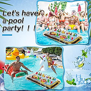 3 Pcs Inflatable Serving Bar Salad Ice Tray Food Drink Candy Buffet Containers Set Picnic Pool Luau Inflatable Cooler with a Drain Plug and a Hand Pump Ice Container, 53 x 23.6 x 4.7 Inch (Black)