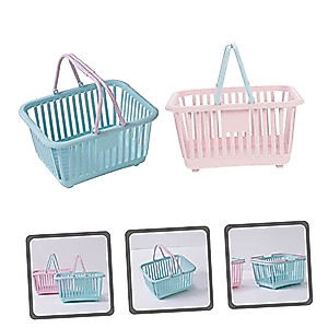 Storage Basket Kids Snack Container Kids Bath Bunny for Kids 2pcs Plastic Storage Baskets with Handles Small Basket Kids Grocery Cart Handheld Shopping Basket Make up