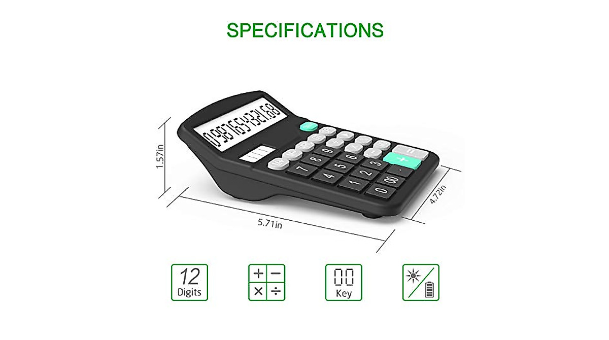 Splaks 2-Pack Desktop Calculators with Large Display & Dual Power