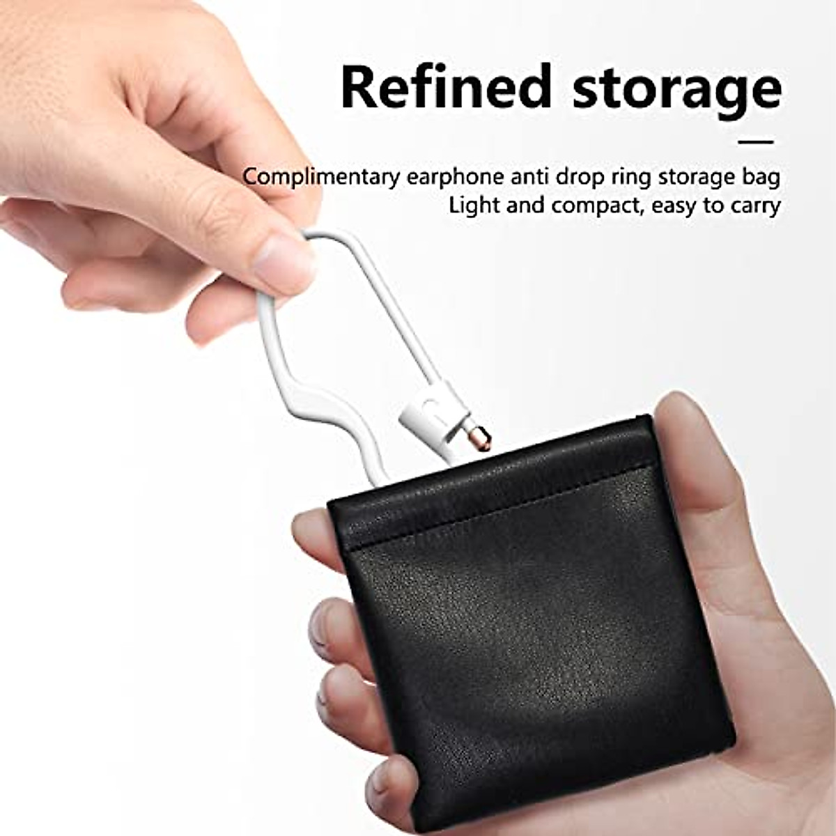 Haireca Adjustable Ear Hooks Designed for Apple AirPods Pro/Pro 2,AirPods 1/2/3[Added Stylish Leather Storage Bag],Airpods Accessories for Running,Ergonomic Design,Washable and Dirt Resistant(White)