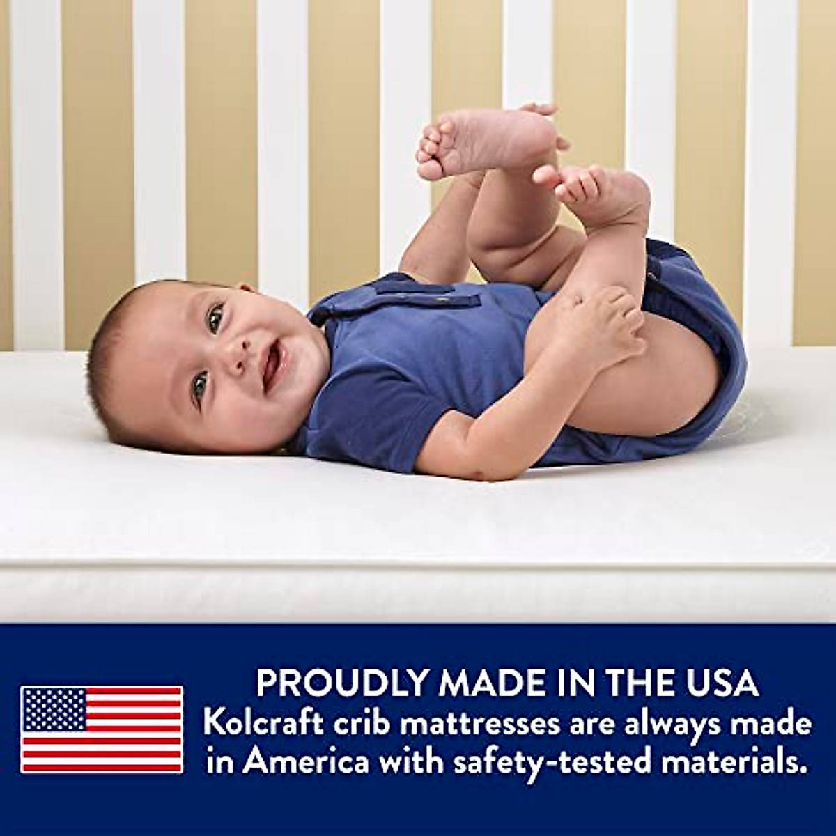 Kolcraft Pure Sleep Therapeutic Waterproof Toddler and Baby Crib Mattress - 150 Heavy Gauge Steel Coils - Made in USA, 52"x28", Extra Firm