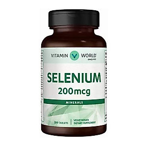 Vitamin World Selenium 200 mcg.Vegetarian Dietary Supplement 250 Tablets