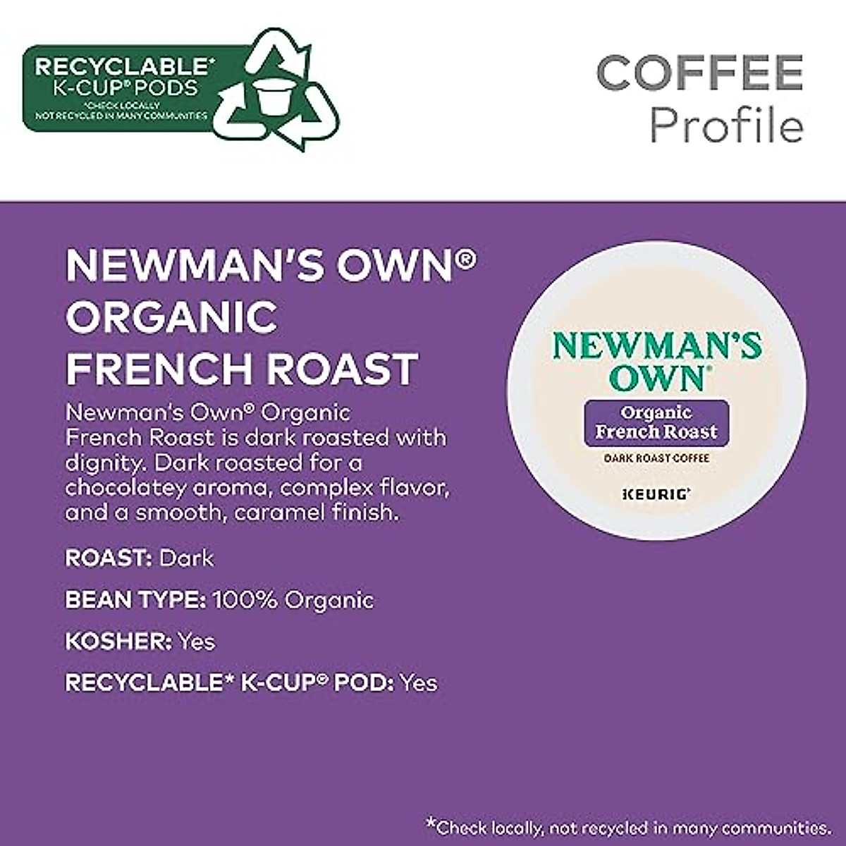 Newman's Own Organics French Roast Coffee K-Cup, 12 ct