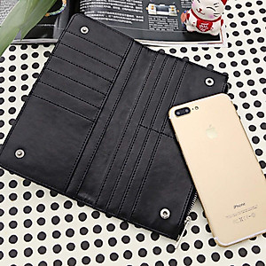 Wallets for Women,Dog Painting The Tramp and Lady,Genuine Leather Credit Card Holder with RFID Blocking Large Capacity Wristlet Coin Purse, Black 12, One Size