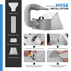 VIVOHOME Portable Airbrush Paint Spray Booth Kit with 3 LED Lights Turn Table and Filter Hose for Model Cake Craft Nail Toy Part