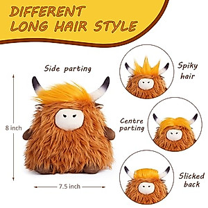 rivoeis Highland Cows Stuffed Animals Cow Plush Toy Cute Animal Stuffies Plush Highland Cows Decor (Brown, 8 Inch)