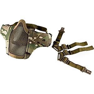 OneTigris 6" Foldable Half Face Mesh Mask Military Style Comfortable Adjustable Tactical Lower Face Protective Mask (Multicam)