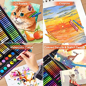 Art Supplies, POPYOLA 180-Piece Deluxe Art Set, Drawing Painting Coloring Kit with Clipboard, Pastels, Crayons, Pencils, Watercolors, Drawing Papers, Arts and Crafts Gift Case for Kids Girls Boys