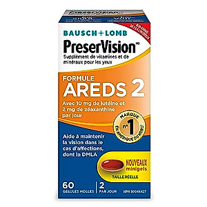 PreserVision AREDS 2 Eye Vitamin & Mineral Supplement, Contains Lutein, Vitamin C, Zeaxanthin, Zinc & Vitamin E, 60 Minigels (Packaging May Vary)