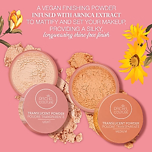 Rachel Couture Translucent Finishing Powder with Shine-Free Matte Finish | Vegan & Cruelty-Free Setting Powder | Arnica Extract Infusion - 0.28 Oz - Medium