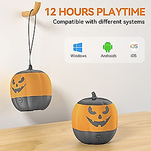 LFS Mini Bluetooth Speakers Small Pumpkin Speaker Portable Wireless Speakers, TWS Pairing, 12H Playtime, Waterproof Party Speaker for Halloween, Easter, Home, Outdoor