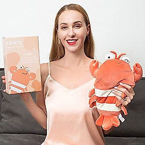Infowush Microwave Wireless Heating Pad for Pain Relief,Lobster Plush Heating Pad with Removable Lavender Scented, Heatable Stuffed Animal,Hot Therapy for Cramps,Back,and Neck Red