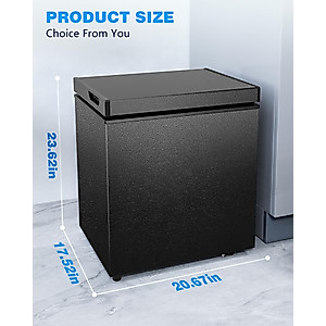 Joy Pebble 1.8 Cu.Ft Chest Freezer with Removable Basket and Bottom Defrost Water Drain Freestanding Top Open Door, Deep Freezer, Mini Freezer with Adjustable 7 Thermostat for Home/Apartment, Black