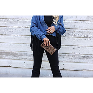 American West Women's Tri-Fold Leather Wallet Billfold for Women