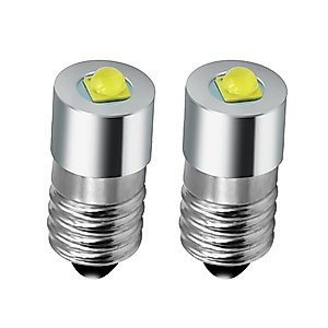 YEORO 2Pcs AC/DC 6-30V E10 Upgrade LED Flashlight Bulb,3W 6V 9V 12V 18V 19.2V 24V LED Conversion Kit for Torch Lantern Bike Work Light Maglit Bulbs,Non-Polarit