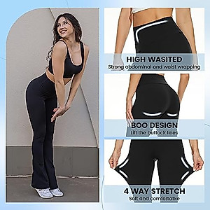 Syrinx Flare Leggings for Women -Buttery Soft High Waisted Bootcut Yoga Pants with Tummy Control and Wide Leg for Workout