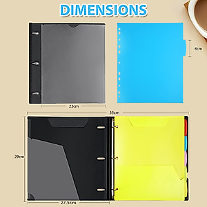 WOT I All-in-one Telescoping Binder Notebook, Refillable 3 Ring Binder with Customized Front Cover+Catalog Back Pocket+5 Subject Dividers+Movable Pocket Folder+60 Sheets Notepaper, Black
