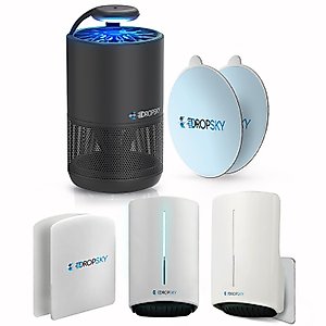 Dropsky Kit Indoor Flying Insect Trap - Plug-in Bug Light Trap for Fruit Flies, Gnats and Houseflies - Odorless and Mess Free (1 Big Trap + 2 Small Traps + 4 Glue Cards)