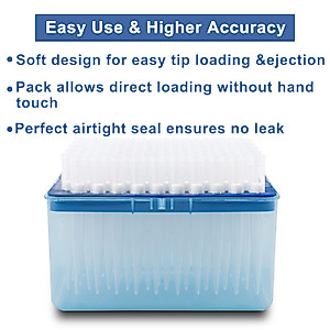 ONiLAB Scientific Universal 1000ul Pipettor Tips Lab Transparent Liquid Pipettor Tips with Box Non-pyrogenic DNAse/RNAse Free Autoclavable 1 Rack 96 Tips (1000ul, 96)