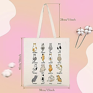 Louise Maelys Canvas Tote Bag for Women Cute Cat Aesthetic Cotton Bags Shopping Beach Reusable Grocery tote bag Makeup Bags