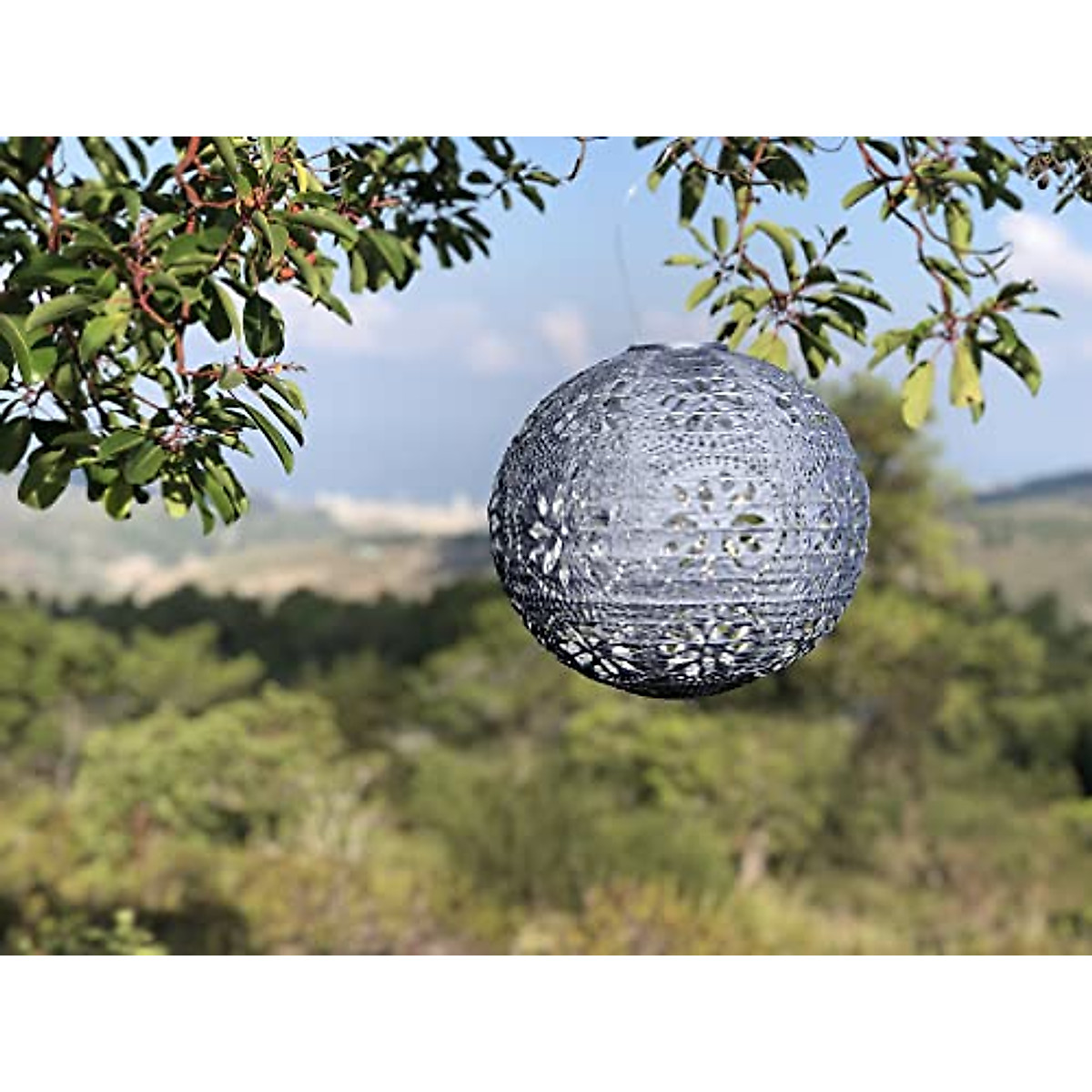 Allsop  31836 Home Soji Stella Boho LED Outdoor Solar Lantern, Handmade with Weather-Resistant UV Rated Tyvek Fabric, Stainless Steel Hardware, for Patio, Deck, Garden, 12X12