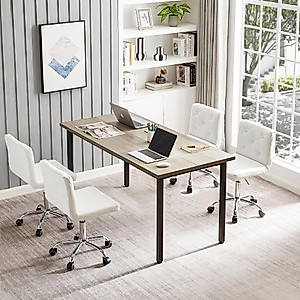 VECELO PU Leather Mid-Back Armless Desk Chair Adjustable Height 360° Rolling Swivel for Home Office Work